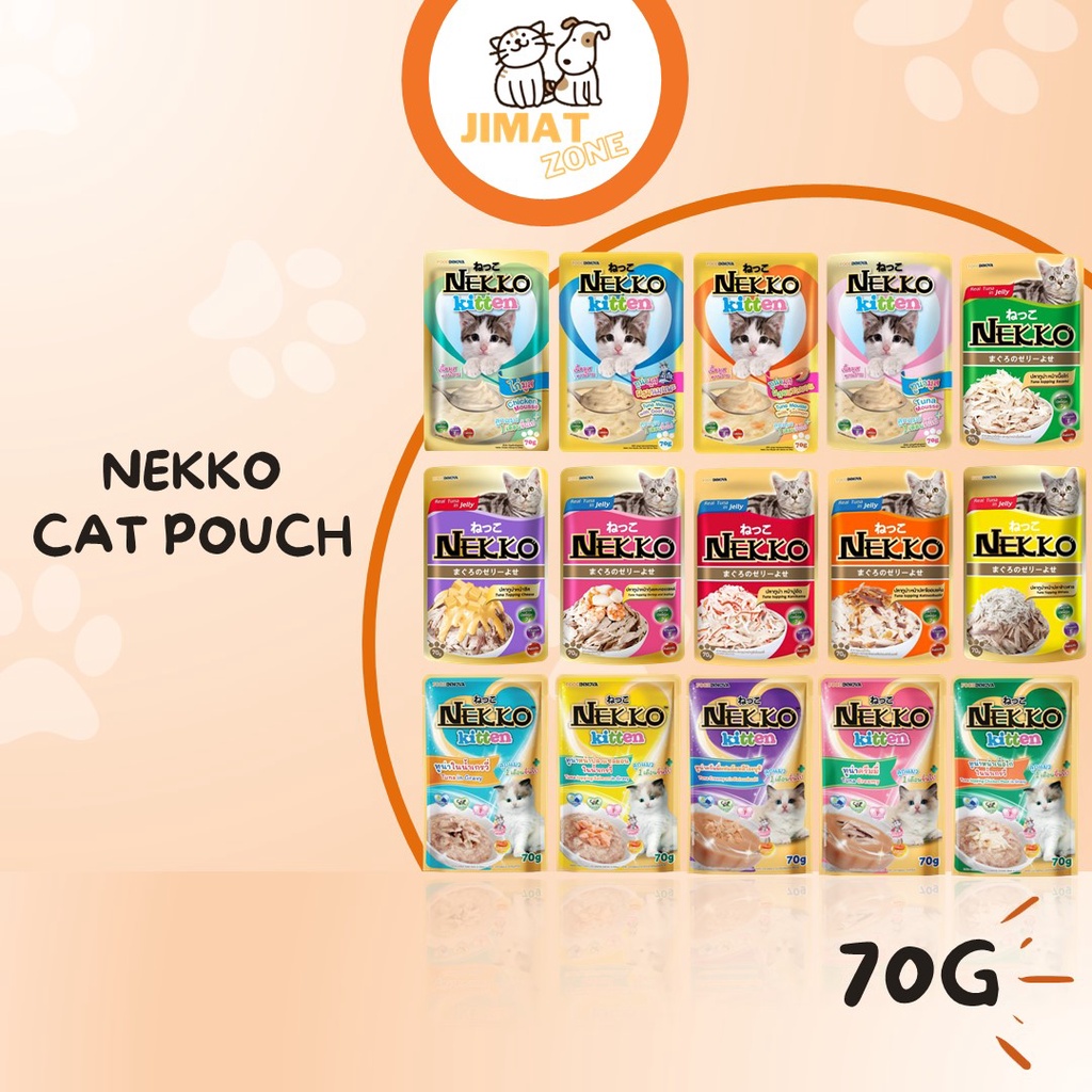 Nekko Premium Cat Wet Pouch 70G - Chicken ,Tuna , Salmon , Gravy ...