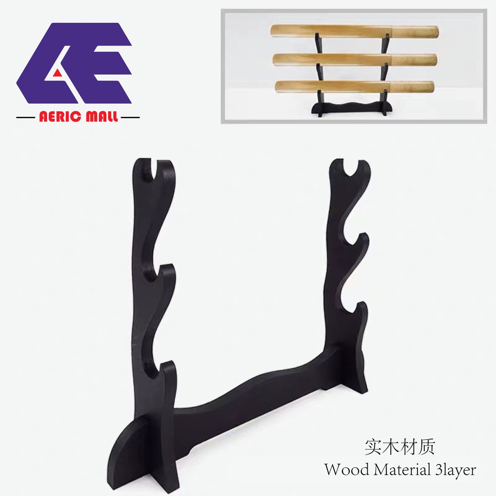 [Ready Stock] 1/3 Layers Samurai Sword Katana Thick Tebal Holder Wooden ...