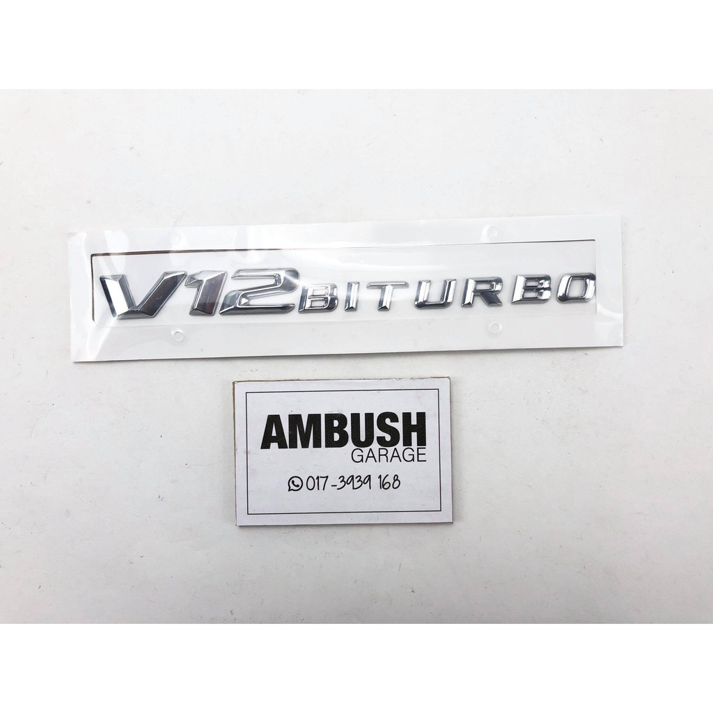 Mercedes Benz V12 BITURBO Emblem Logo Chrome V 12 AMG Badge | Shopee ...