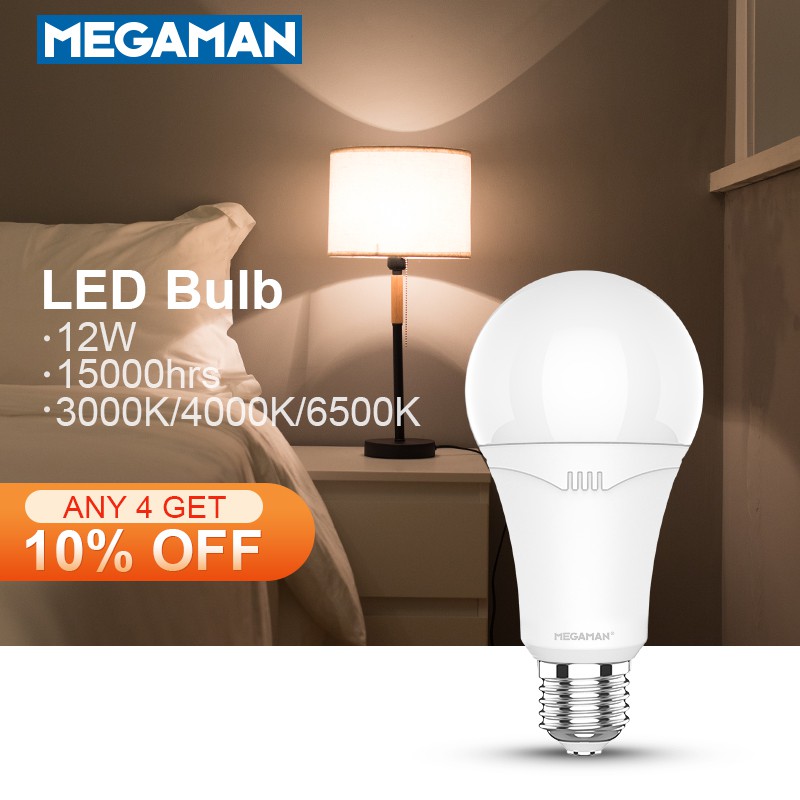 Megaman LED Bulb Light A65 E27 Eye Care Classic Energy Saving Lamp (12W/3000K/4000K/6500K ...