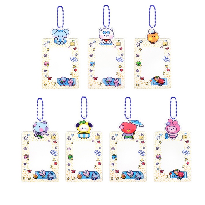 BTS BT21 Minini PHOTO Holder Mini Summer SKY Official Authentic Monopoly Clear Card Pocket ...