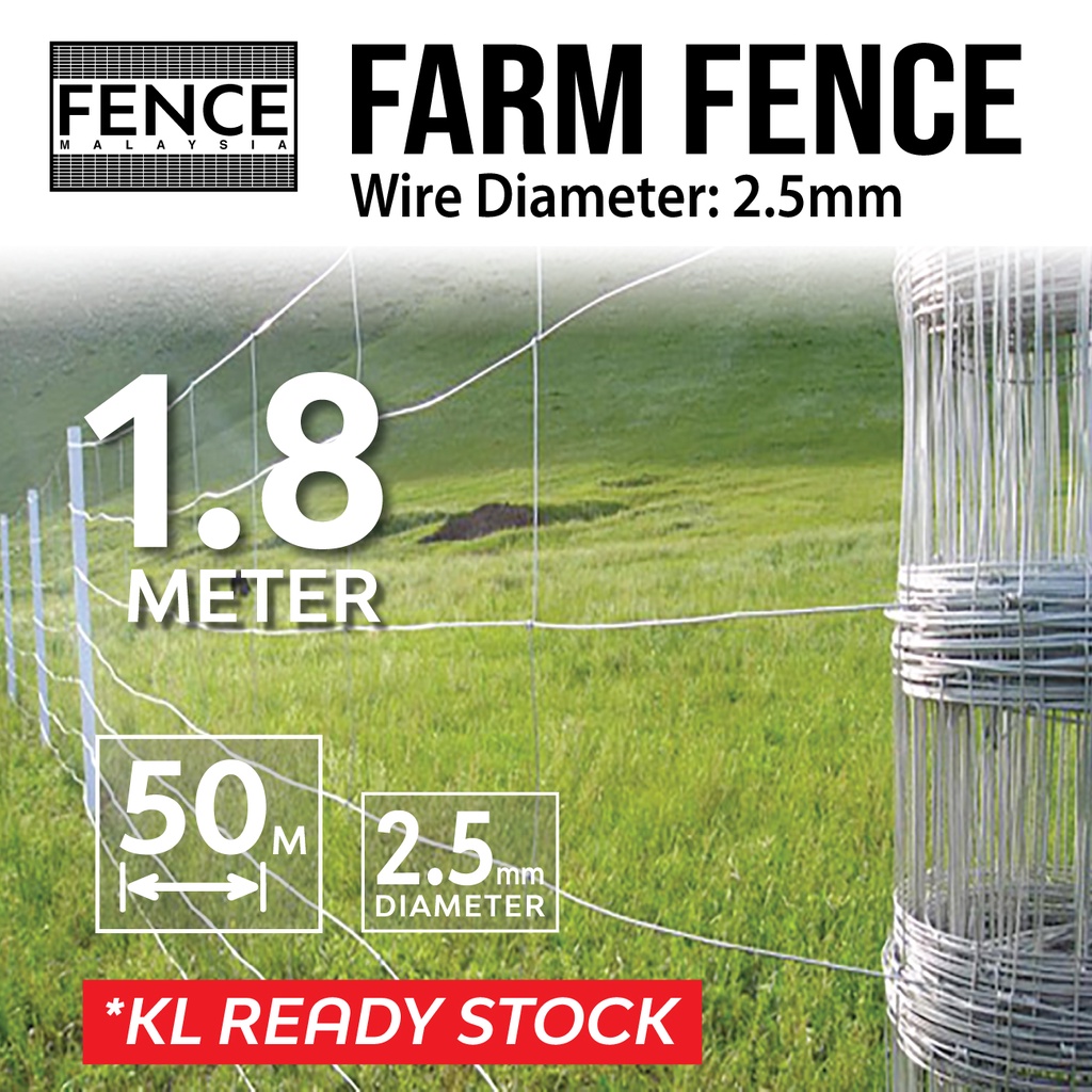Pagar Kebun (Wire Diameter 2.5mm) Cyclone Fence (1.8m x 50m) Galvanised ...