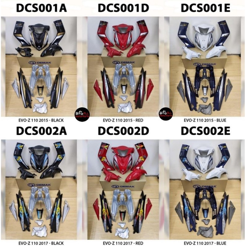[FREE STICKER] DEMAK EVO-z EVOZ 110 2015/2017 BLACK RED BLUE COVER SET ORIGINAL | Shopee Malaysia