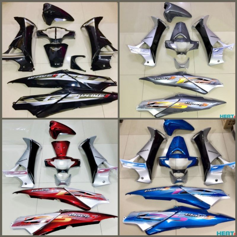 COVER SET WAVE125S MERAH+SILVER BIRU+SILVER GREY+SILVER HITAM HLD ...
