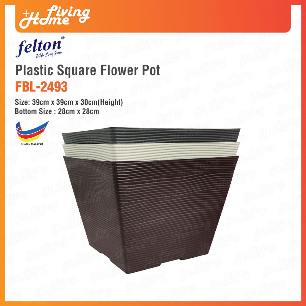 Big Square Plastic Flower Pot Pasu Bunga Plastik Besar Segi Empat ...