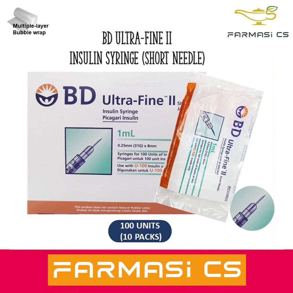 BD Ultra-Fine II Insulin Syringe Short NeedIes 10 units x 10 packs(1 ...