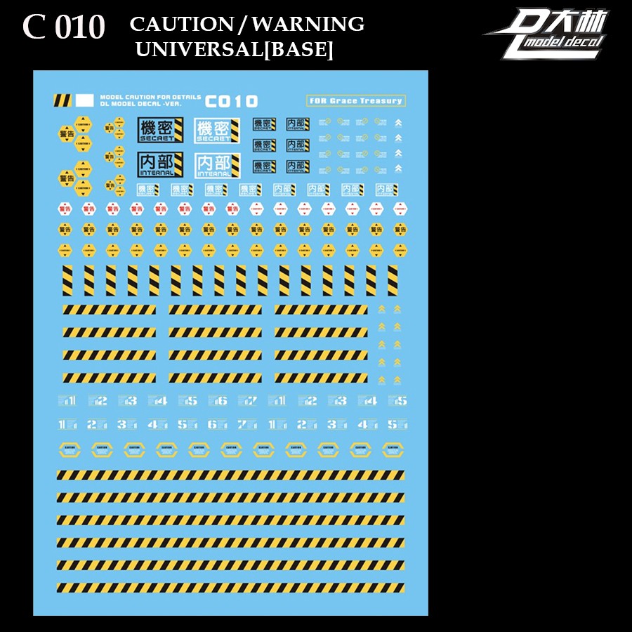 [DALIN] C010 CAUTION / WARNING UNIVERSAL [BASE] WATER SLIDE DECAL ...