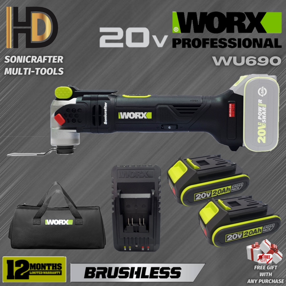 WORX 20V WU690.1 Cordless Universal Hyperlock Oscillating Multi tool / Brushless Motor / Heavy ...