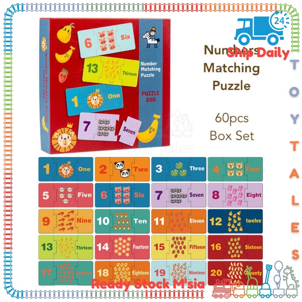 Numbers Matching Wooden Connecting Puzzle Duo Box Set for Kids Early ...