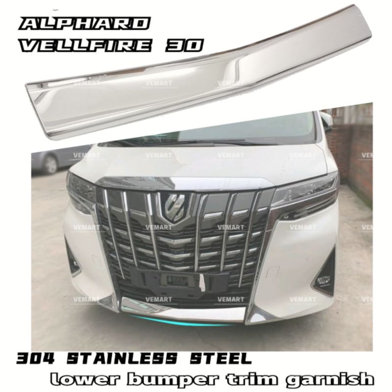 Vemart Toyota alphard agh30 chrome front bumper chrome garnish ...