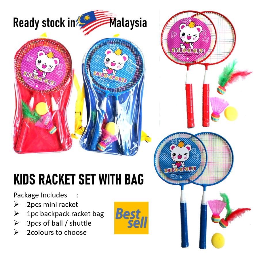 MINI BADMINTON RACKET SET WITH BACKPACK / BAG | KIDS JUNIOR RACKET ...