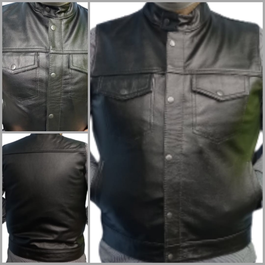 Vest Kulit 100% Cow Lather Black | Shopee Malaysia