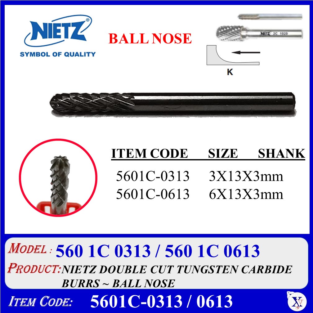 NIETZ 5601C / 5602C TAIWAN NIETZ DOUBLE CUT TUNGSTEN BURRS | TUNGSTEN ...