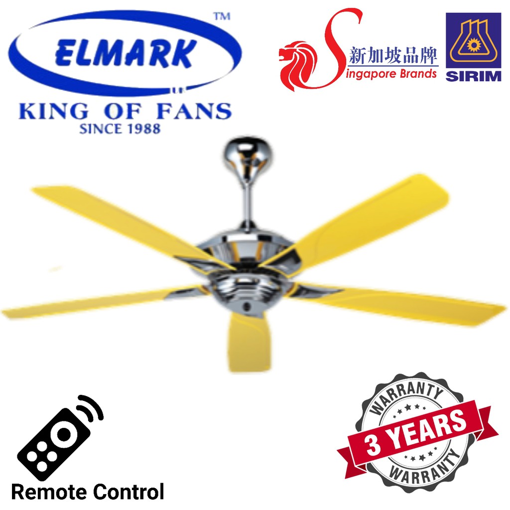 ELMARK 56'' 5 BLADES CEILING FAN WITH REMOTE CONTROL (F1 RED / YELLOW ...