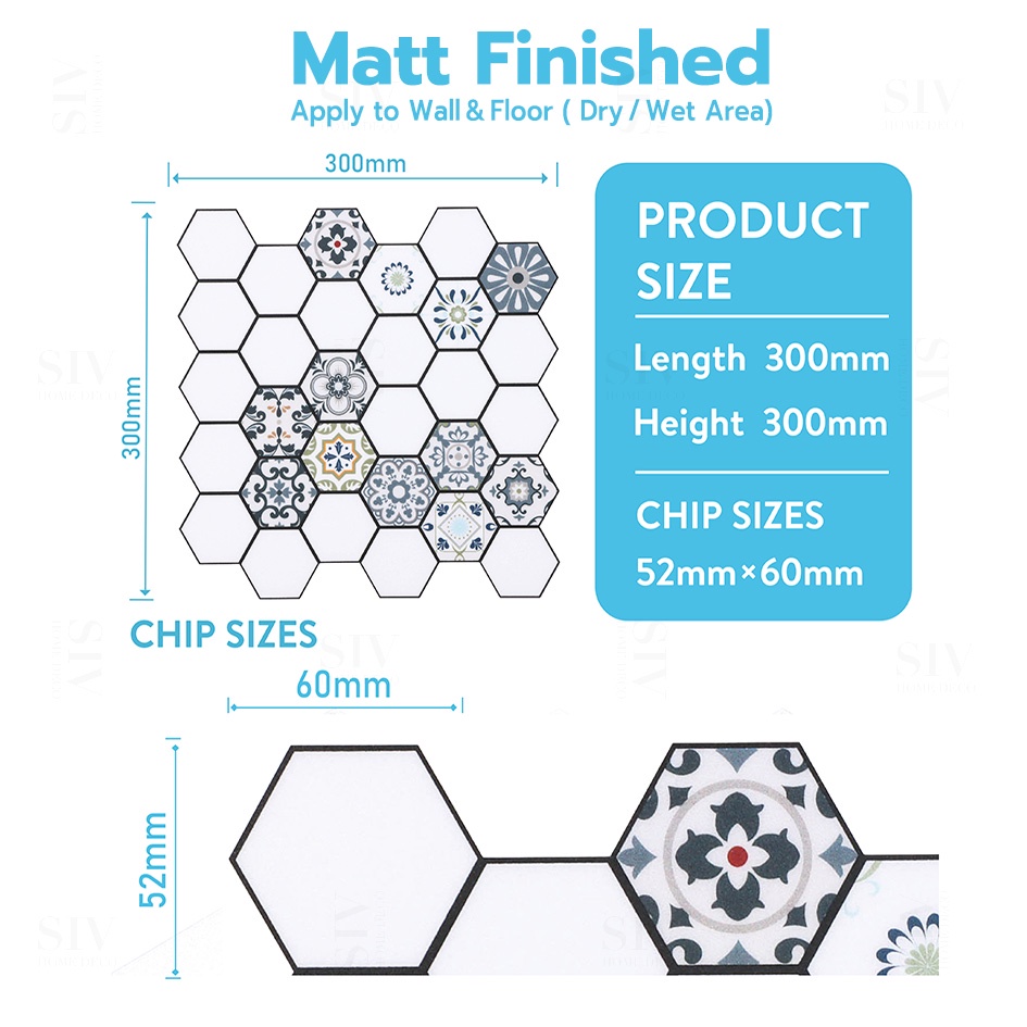 SIV 3D Tile Stickers Backsplash Subway Tiles Sticker Kitchen Bathroom ...