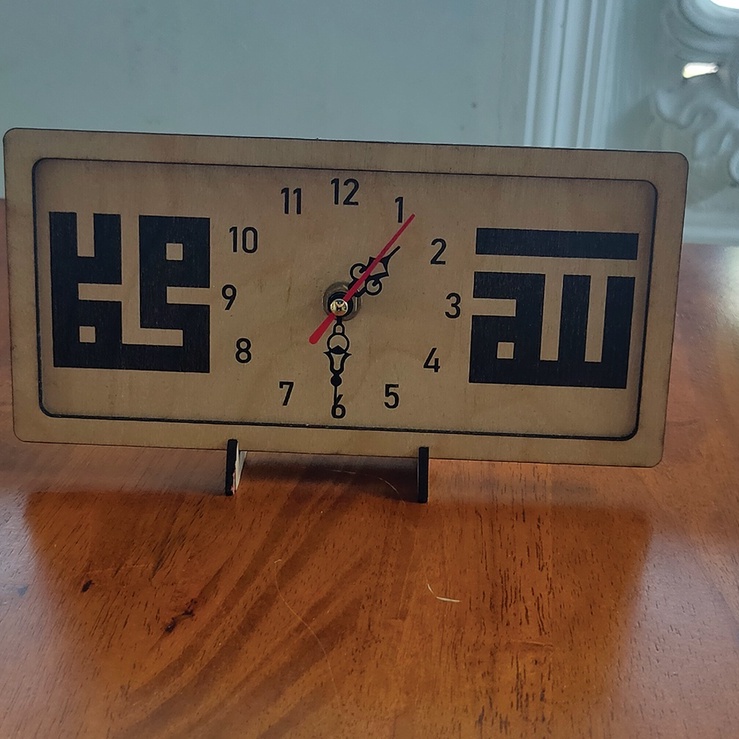 Jam Meja Laser Kayu Laser Wood Clock Jam Meja Cenderahati Souvenir Jam ...