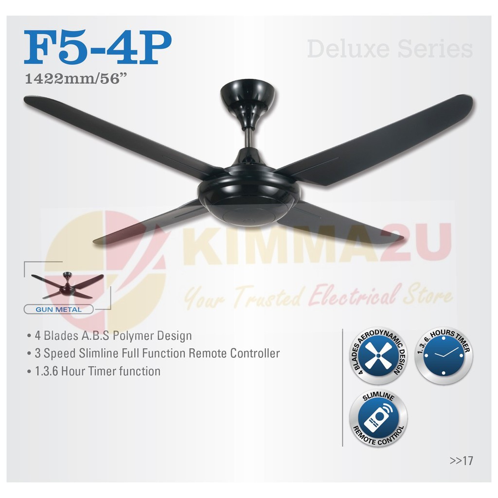 3 SPEEDS 56" 4 BLADES CEILING FAN DEKA KRONOS F5-4P aidaalisha | Shopee ...