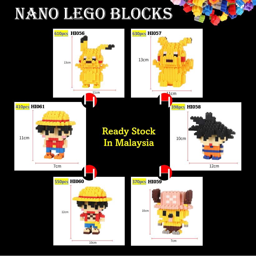 Nano Lego Blocks DIY Building Bricks Pokemon Pikachu One Piece | Shopee ...