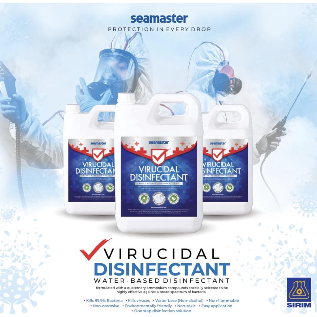 VIRUCIDAL WATERBASE DISINFECTANT SANITIZER 5L AND 20L PACKAGING NON ...