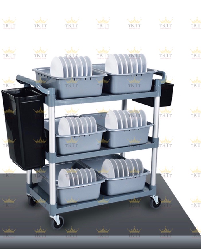 TKTT ™️ 3 Tiers Plastic Multifunctional Cart Food Court Trolley ...