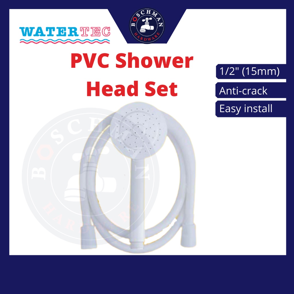 WATERTEC PVC Hand Shower Head Set with Flexible Rubber Hose Pipe 301 ...