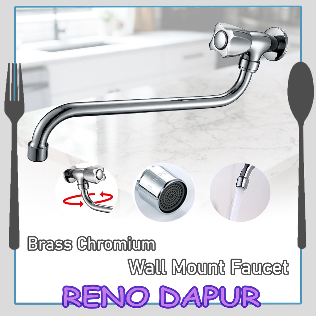 Kitchen Bathroom Sink Faucet Wall Mounted Bib Tap Swivel Spout Wuduk ...