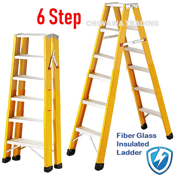 ( LD12 ) 6 + 6 Steps Heavy Duty Foldable Fiberglass Double Sided ...