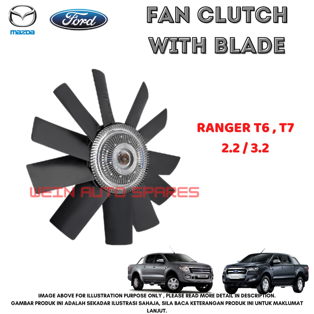 GENUINE FORD FAN CLUTCH WITH BLADE FOR FORD RANGER T6 , T7 ,BT-50 , XLT ...
