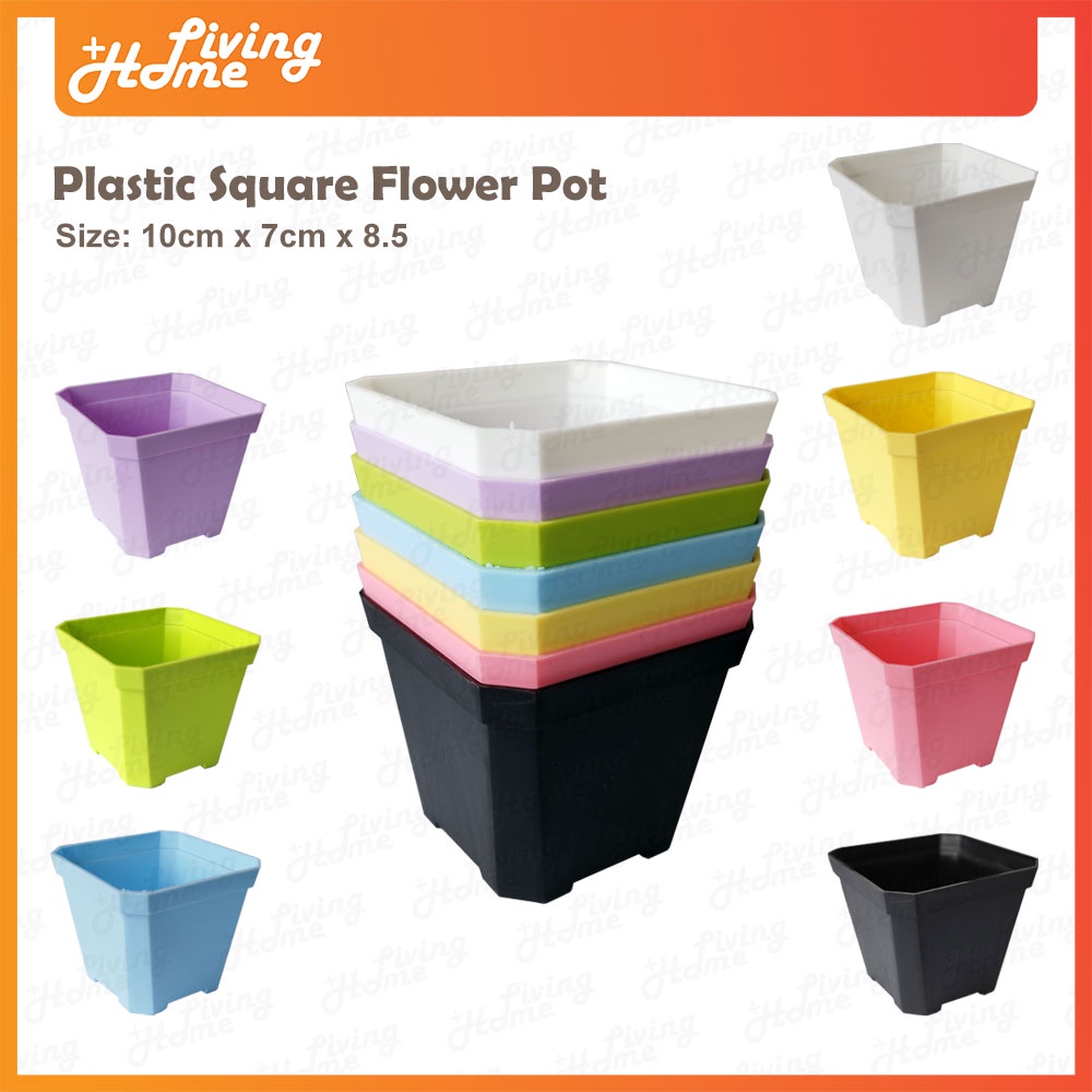 Color Small Square Plastic Flower Pot Pasu Bunga Plastik Kecil Segi ...