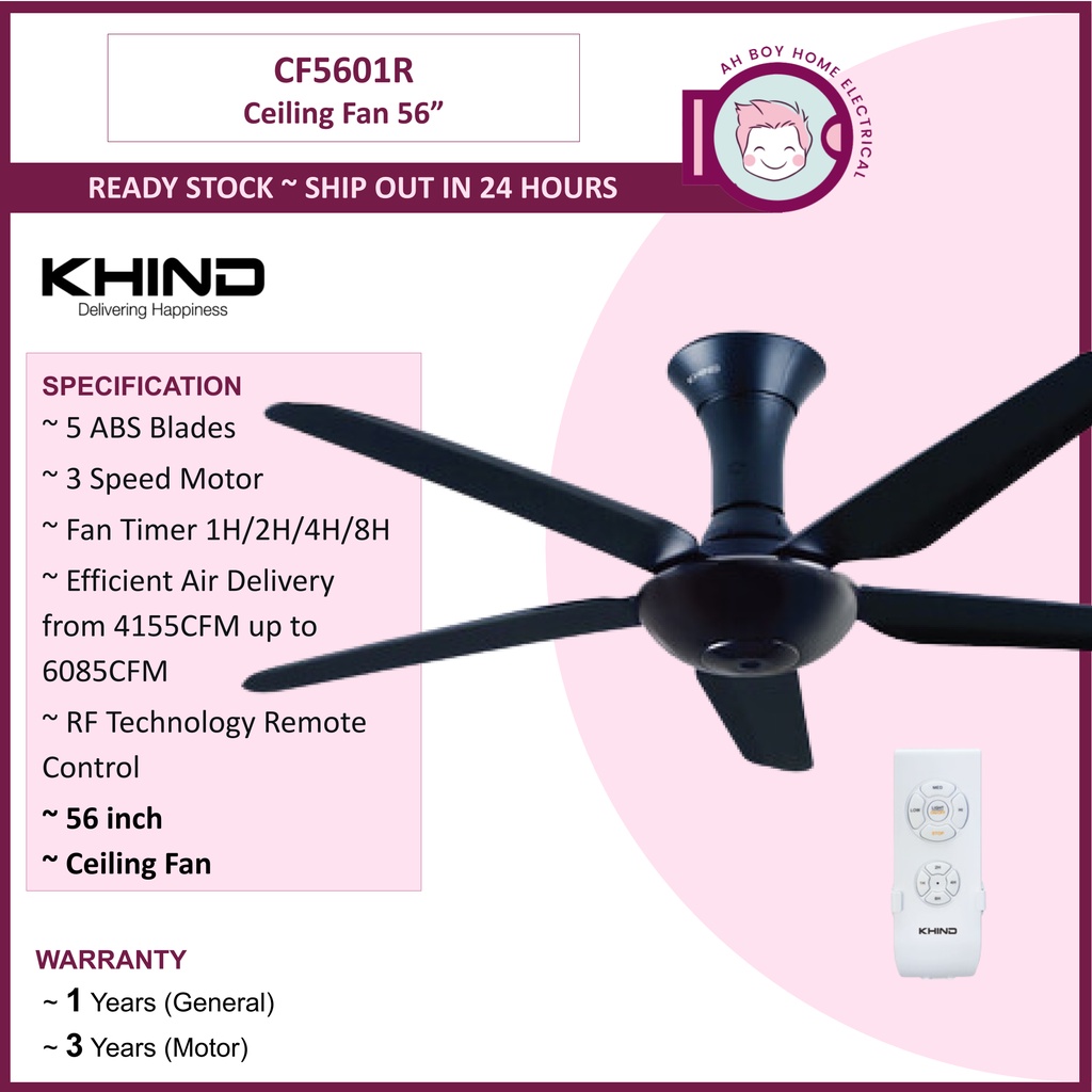 Khind 56" Remote Control Ceiling fan ~ CF5601R | Shopee Malaysia