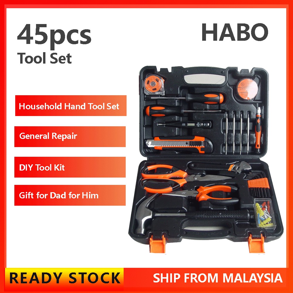 Habo 45pcs Household Hand Tool Set Professional DIY Hand Tools General ...
