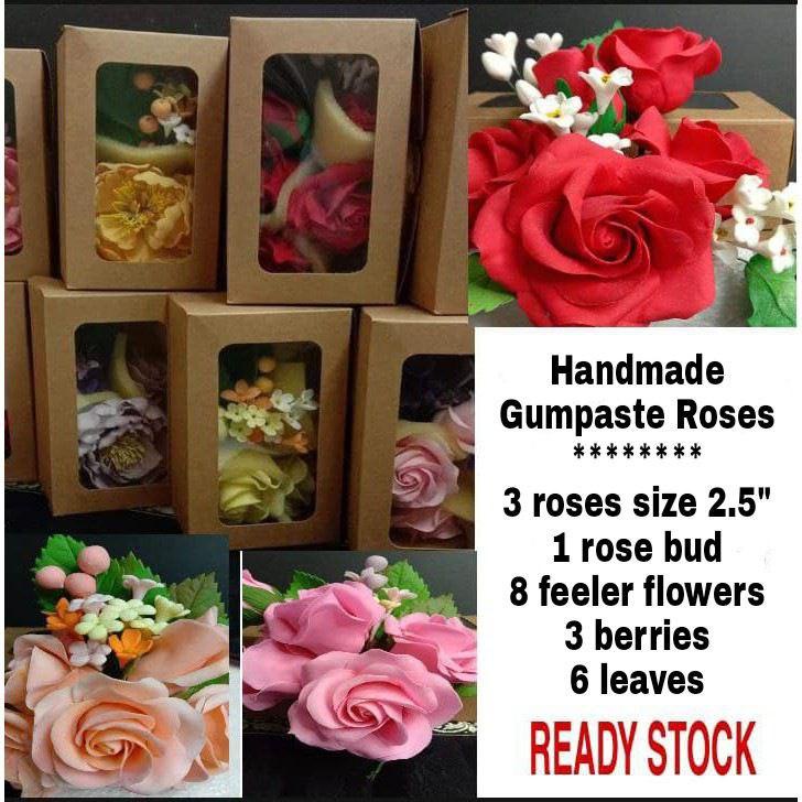 [READY STOCK] Gumpaste Roses Set Cake Decorations Cake Topper / Bunga ...