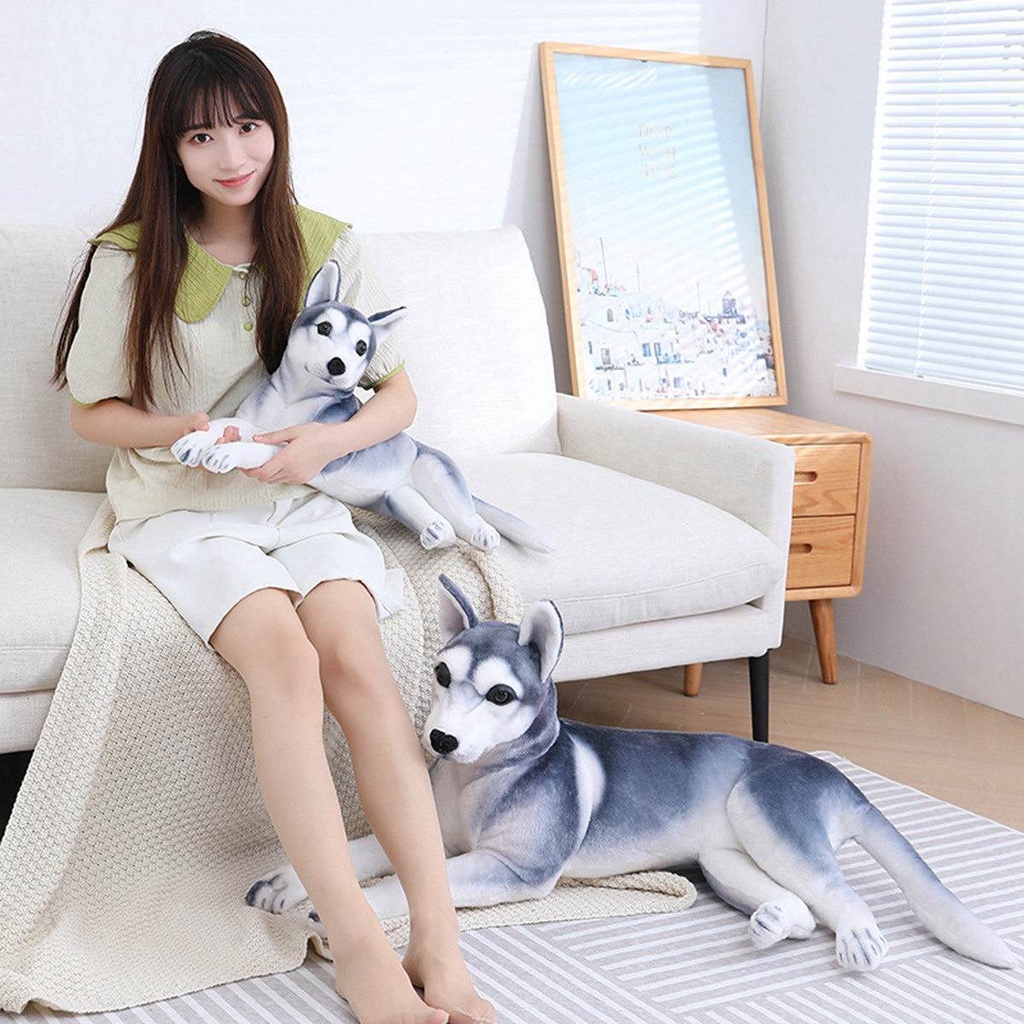1PC High Quality Big Simulation Dog Plush Toy Stuffed Lifelike Husky ...