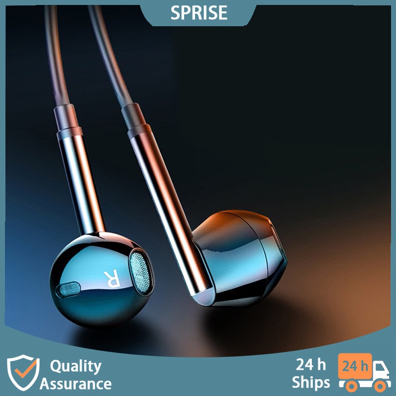 SPRISE Noise Cancelling Wired Earphone With Mic Metal Original Stereo ...