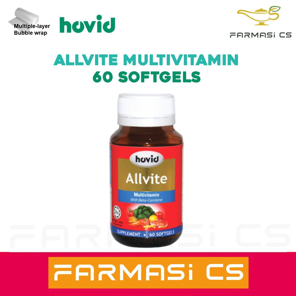 Hovid Allvite Multivitamin with Beta-carotene 60 softgels EXP:02/2026 ...