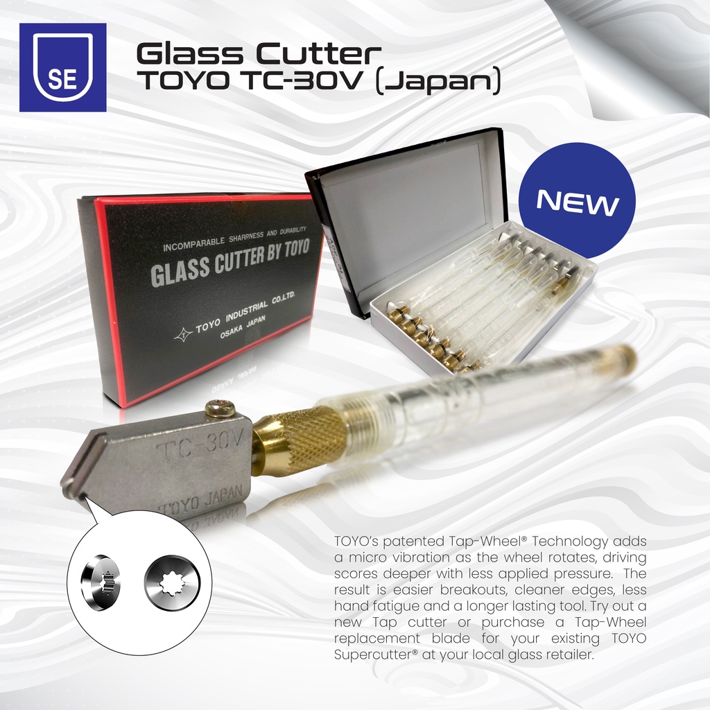 Glass Cutter Toyo 100% Original TC-30V TC30 Pemotong Kaca Cutter Head ...
