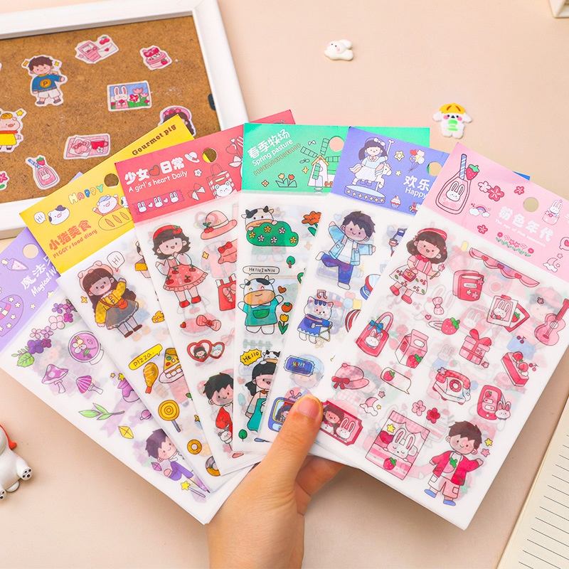 Cute Creative Cartoon Girls Sticker School Style Cartoon Sticker ...