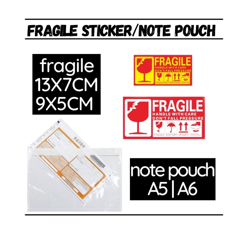 fragile sticker/consignment note pouch/pocket poslaju/fragile label ...