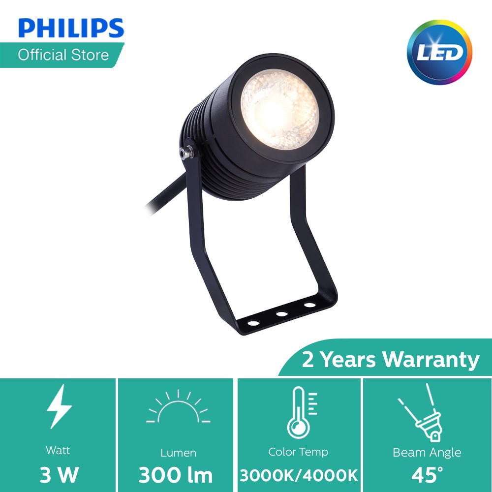 Philips LED Spotlight Outdoor Essential SmartBright 45D (3W 3000K ...