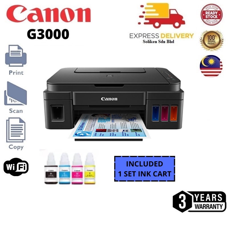 Canon Pixma G3000 Wireless All-In-One Color Printer for High Volume ...