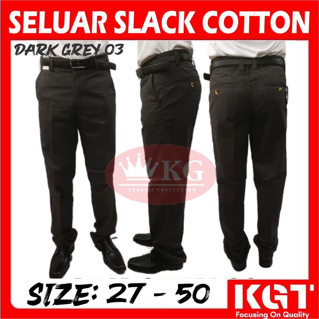 SELUAR SLACK COTTON PANJANG 7736 03 ORIGINAL KHAKI REGULAR FIT DARK ...