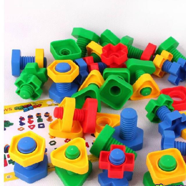 Jumbo Bolts and Nuts Toys 46 pcs set building screw nut autism big size ...
