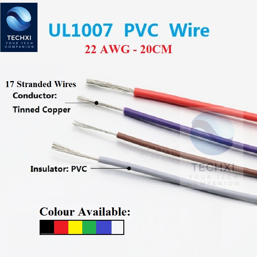 General Purpose Wire Tinned Copper, Hook-up wire (UL1007 / 22 AWG / 200mm) | Shopee Malaysia