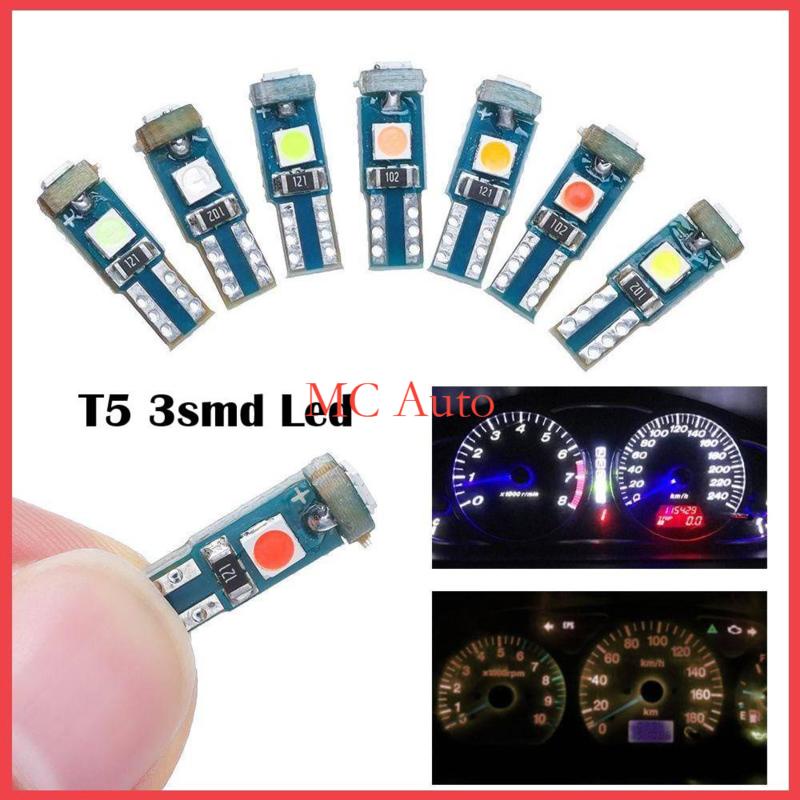 Car Motorcycle T5 LED 3smd Meter LED Dashboard Light Wedge Instrument Lamp Indicator Signal ...