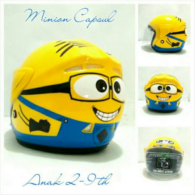Helmet Bogo Children 2-9 Years SNI Minion Capsul Yellow Lol Bat man ...