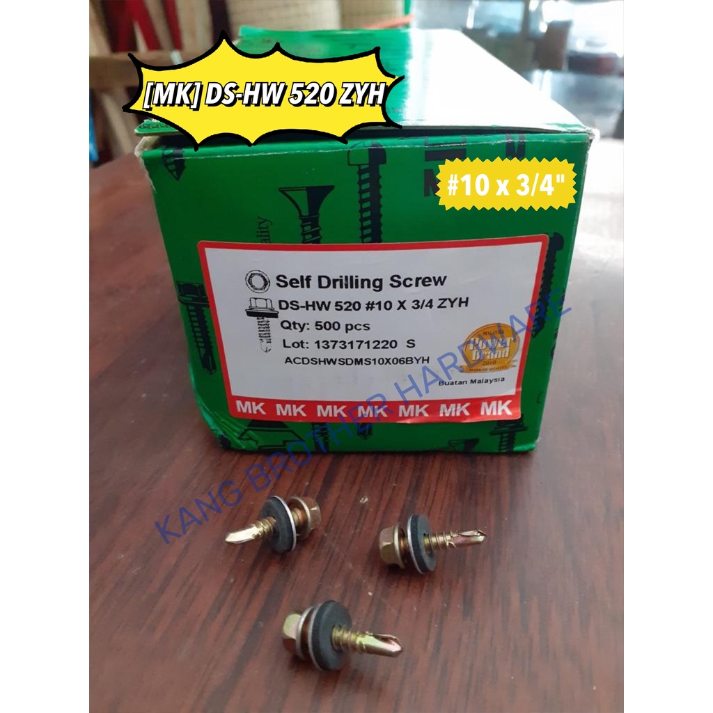 MK DS-HW 520 (ZYH) #10 X 3/4" SELF DRILLING SCREW/ SCREW ATAP ZINC BESI | Shopee Malaysia