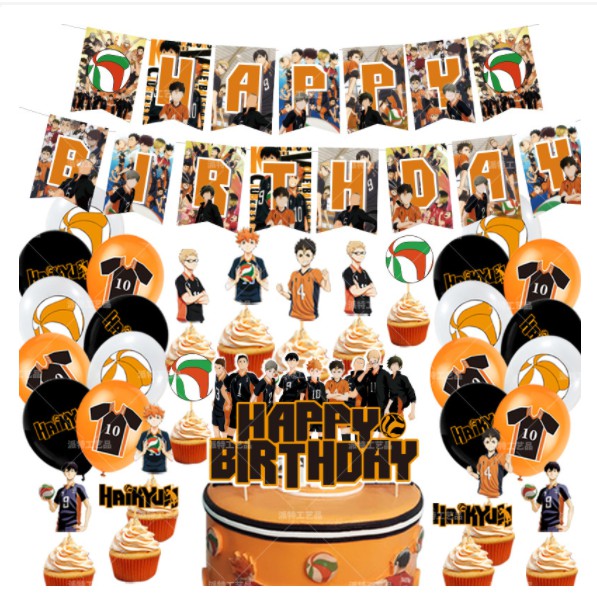 Haikyuu Anime Theme Birthday Party Decoration Set Happy Birthday Banner ...