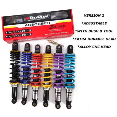 2 PCS MUTAKIN REAR ABSORBER 330mm VERISON 2 ADJUSTABLE ALLOY CNC HEAD ...
