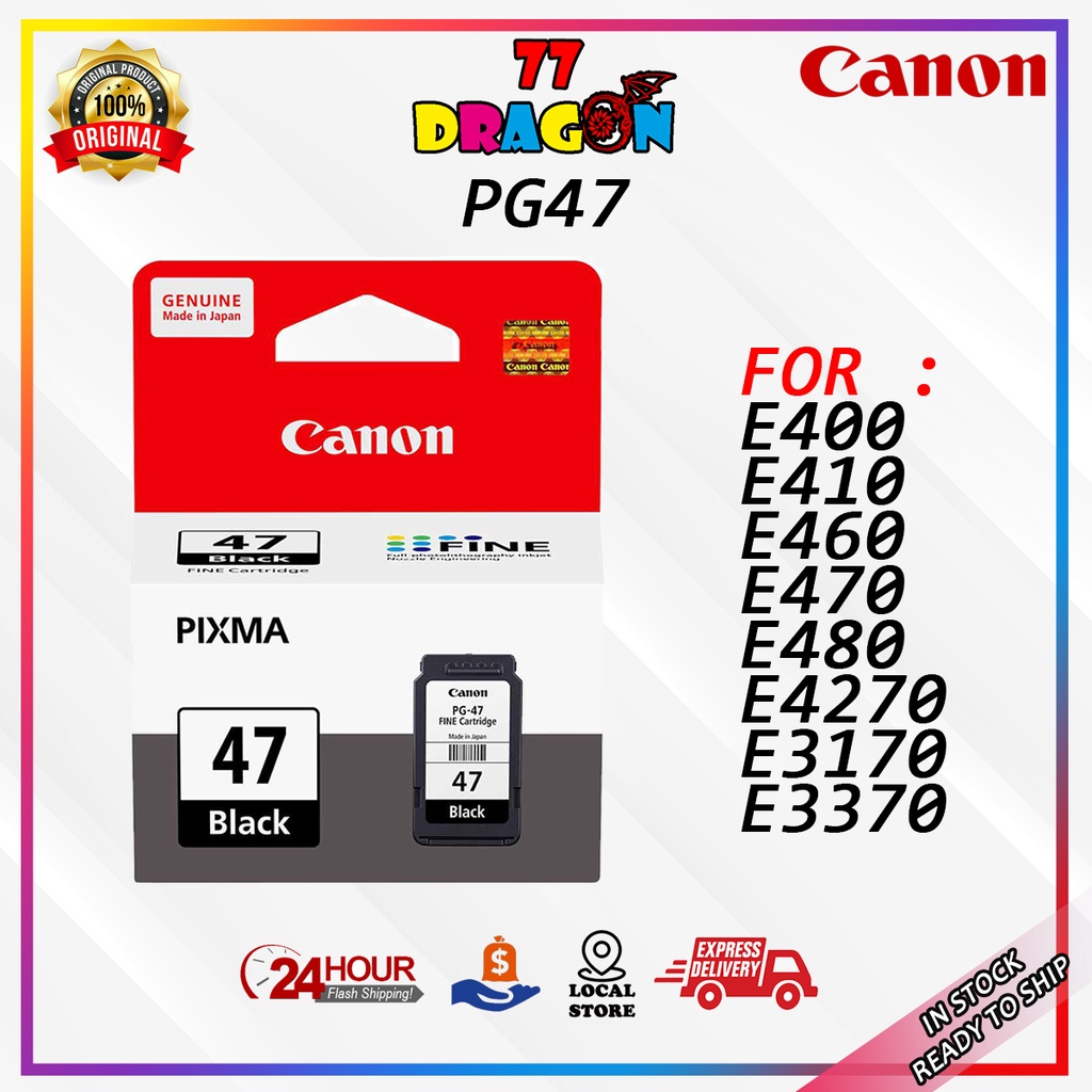 Canon PG 47 Ink Cartridge For E400/E410/E460/E470E480/E3170 | Shopee Malaysia