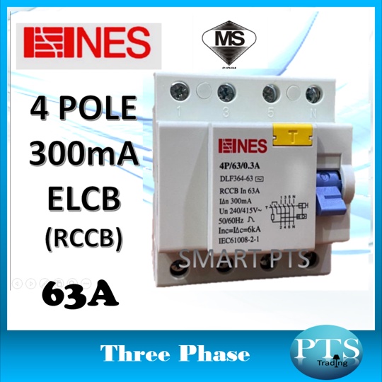 Nes Elcb Rccb 63a 4pole 300ma Three Phase Residual Current Device